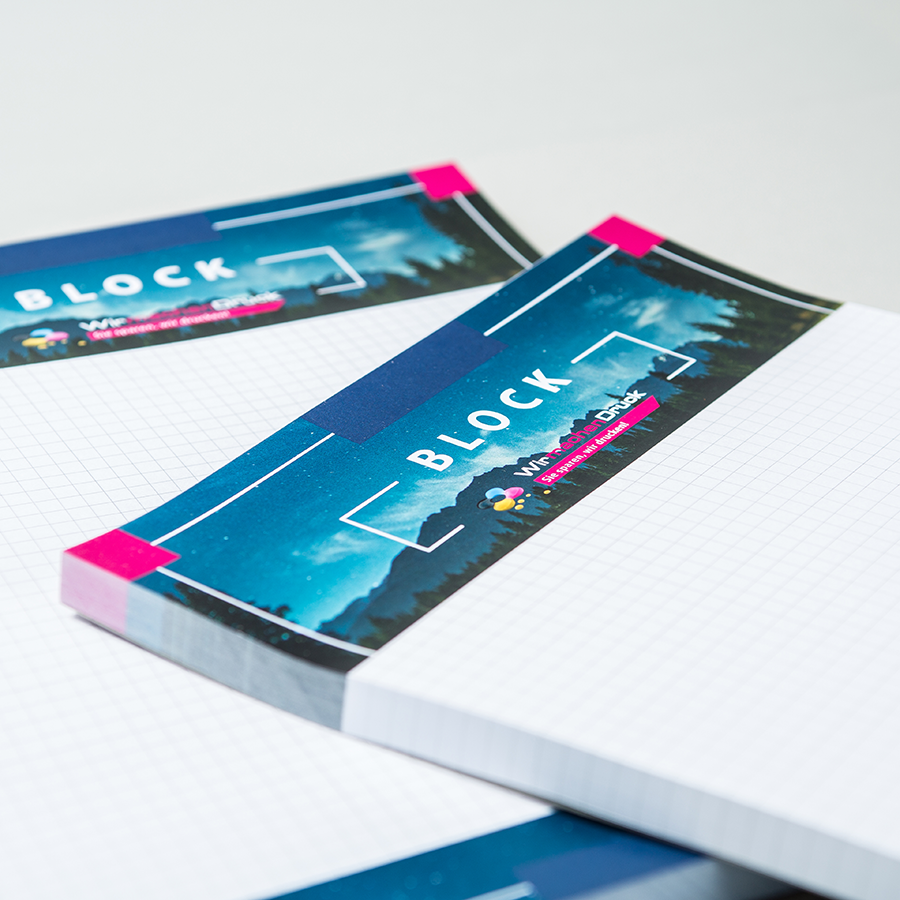 Block mit Leimbindung, DIN A2, 10 Blatt, 4/0 farbig einseitig bedruckt ...