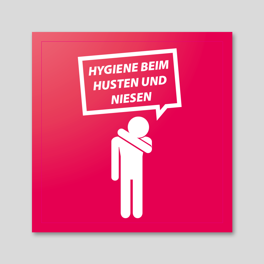 Etiketten auf Rolle, rechteckig (5,0 x 5,0 cm) mit Motiv HYGIENE BEIM HUSTEN UND NIESEN ...