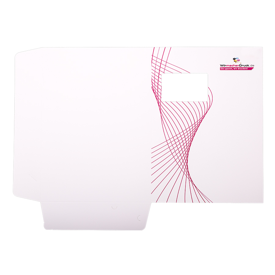 Mappe für DIN A4, mit Fensterstanzung, 2-teilig mit 2 Laschen, 4/0 ...