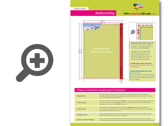 Druckdatenbeschreibung: Briefumschlag DIN C4 (Lasche an der breiten ...